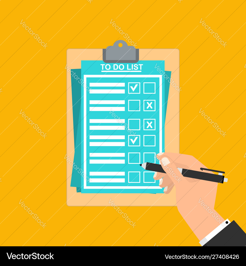 Hands holding clipboard with to-do list template Vector Image