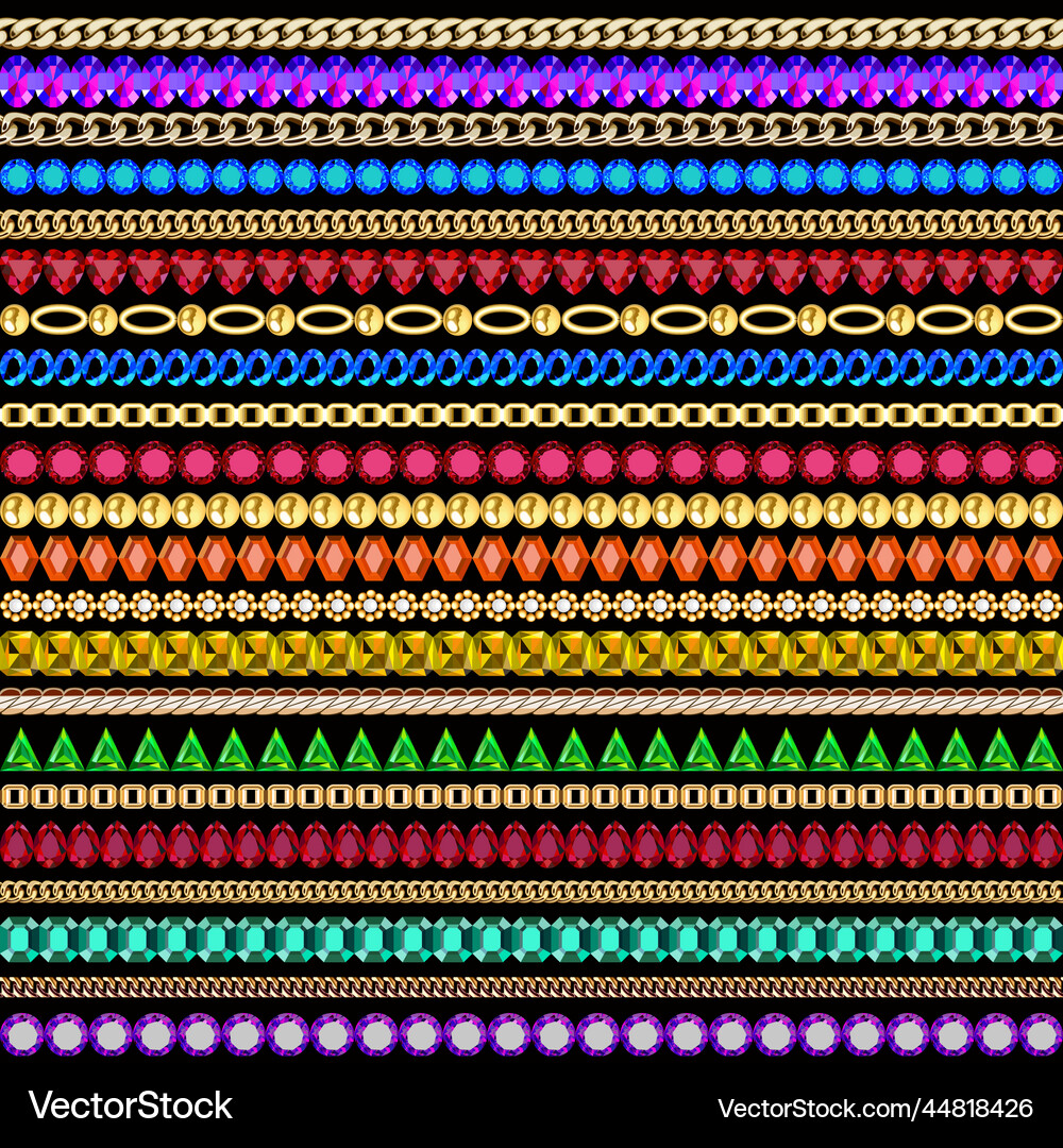 Seamless pattern gold jewelry chains and beads Vector Image