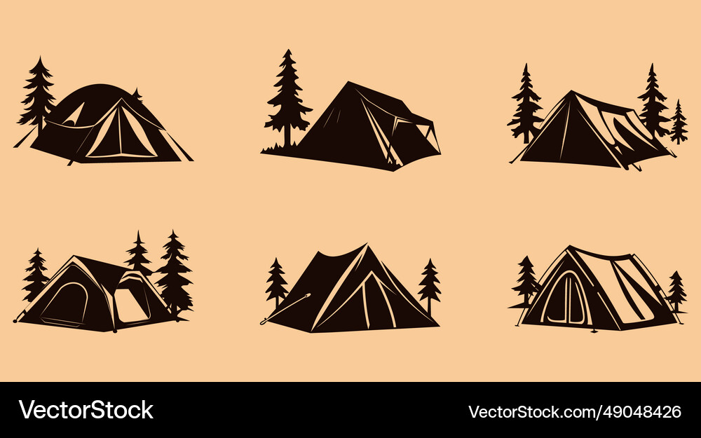 Simple and minimalist camping tent icon set Vector Image
