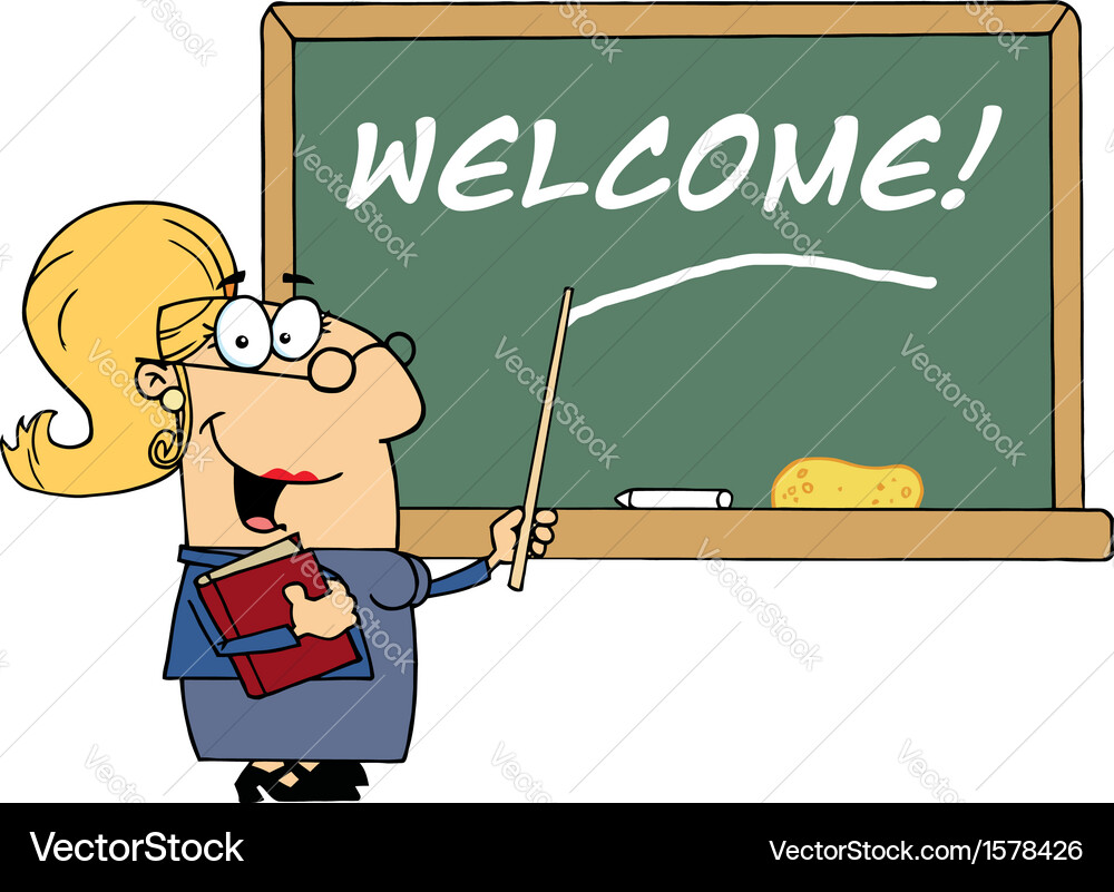 Whiteboard and teacher cartoon Royalty Free Vector Image