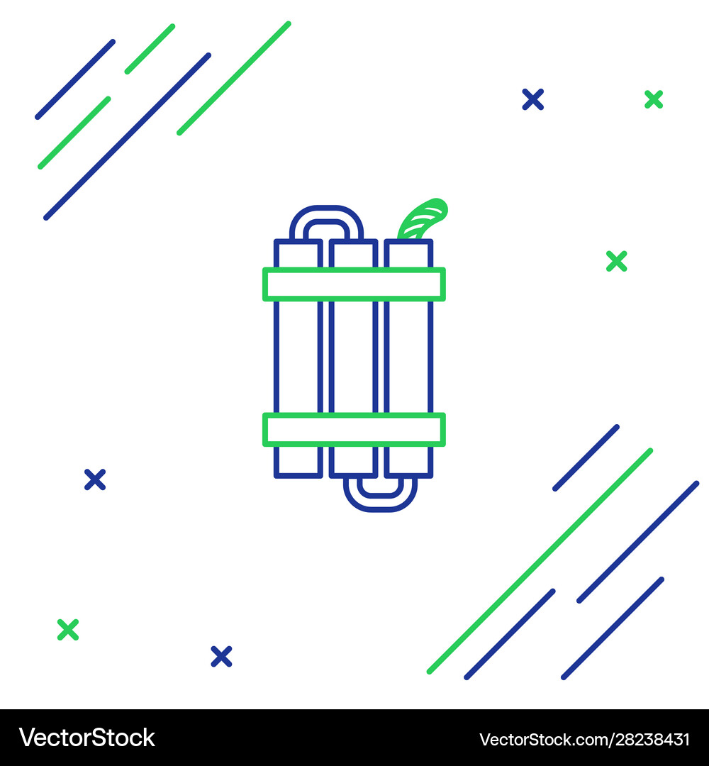 Blue and green line detonate dynamite bomb stick Vector Image