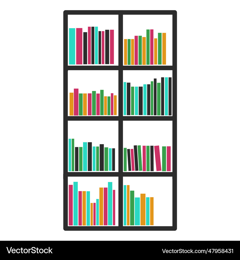 Bookshelves color full Royalty Free Vector Image