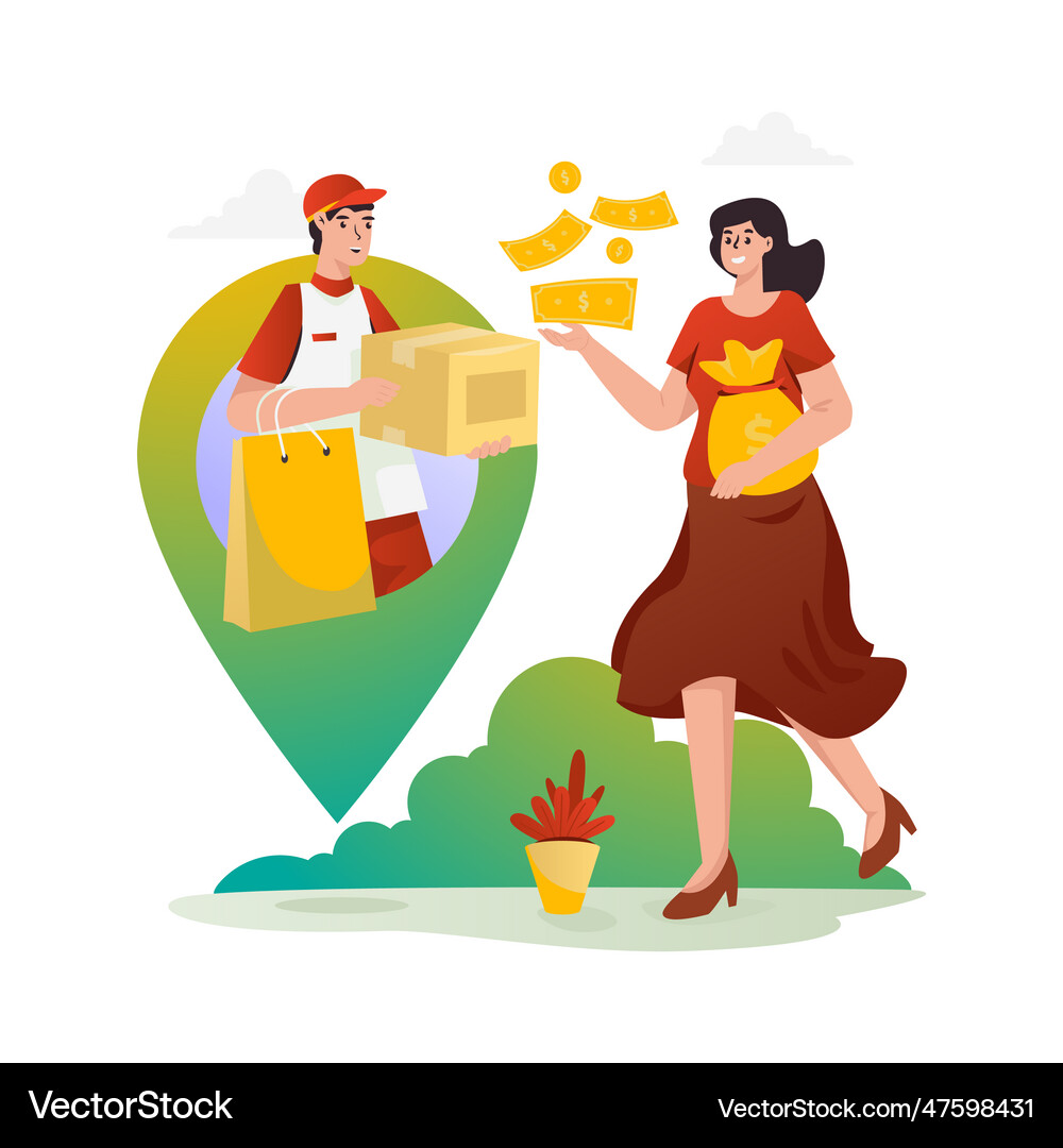 Cash payment on delivery service Royalty Free Vector Image