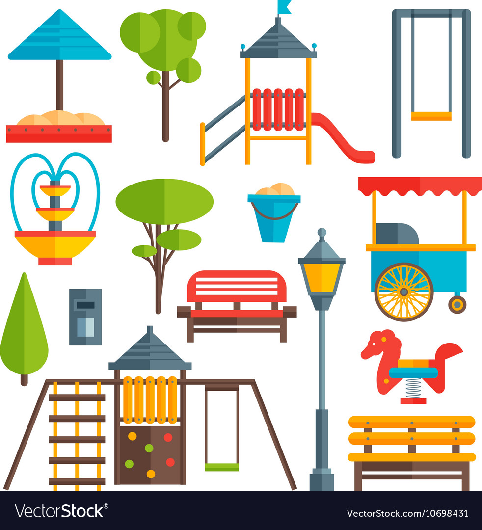City Park Flat Elements Set Royalty Free Vector Image