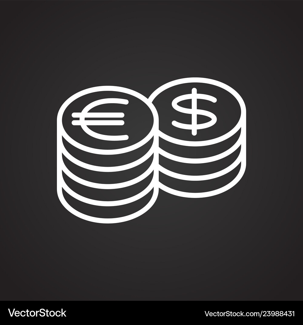 Coins line icon on black background for graphic Vector Image