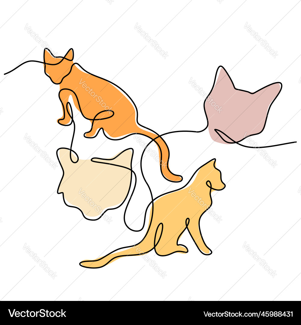 Continuous one single line of two abstract cute Vector Image