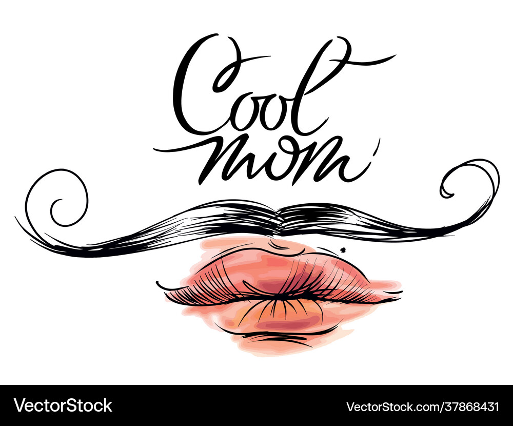 Cool mom tshirt design women lips Royalty Free Vector Image