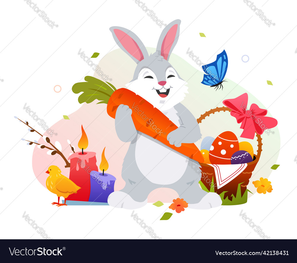 Easter bunny and spring - modern colored Vector Image