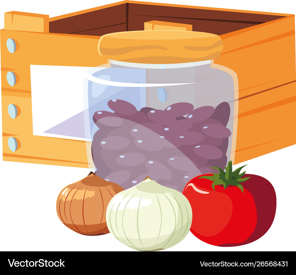 Farm jar with beans tomato onions Royalty Free Vector Image