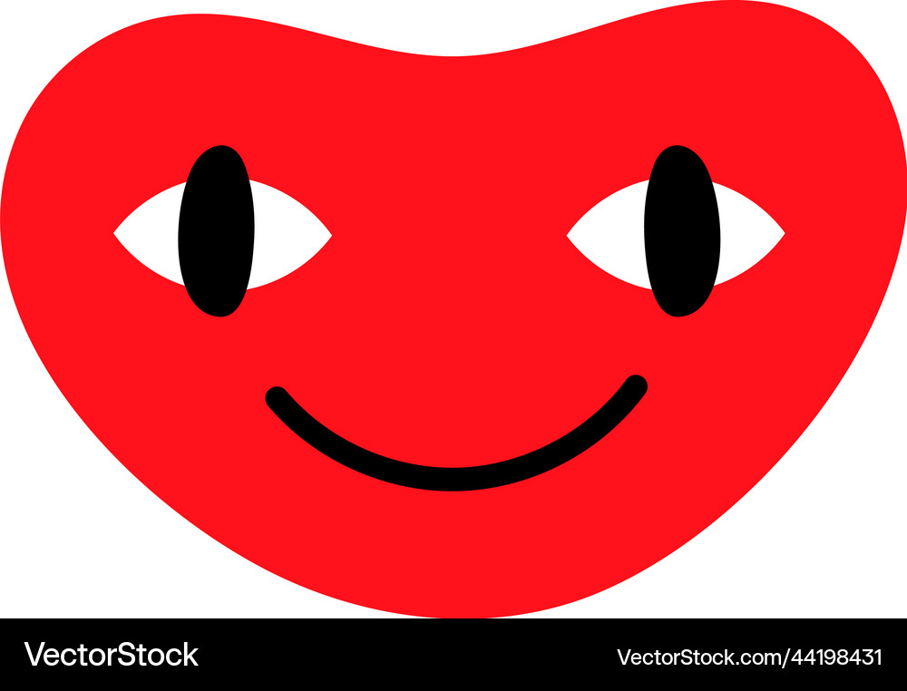 Funny red face icon retro smiling emoticon Vector Image