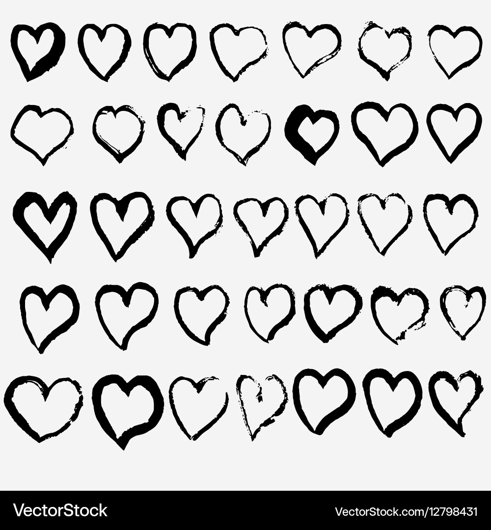 Hand drawn heart set Royalty Free Vector Image