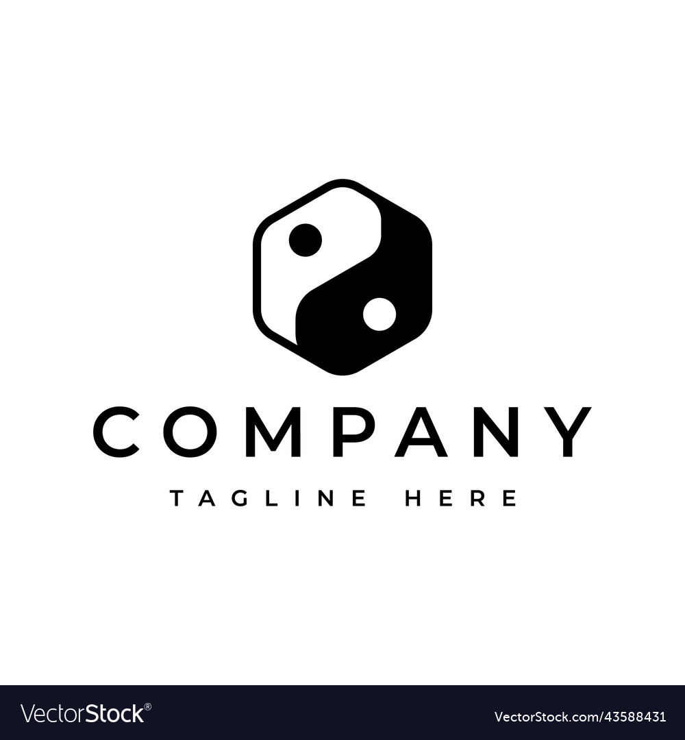 Hexagon yin yang logo design Royalty Free Vector Image