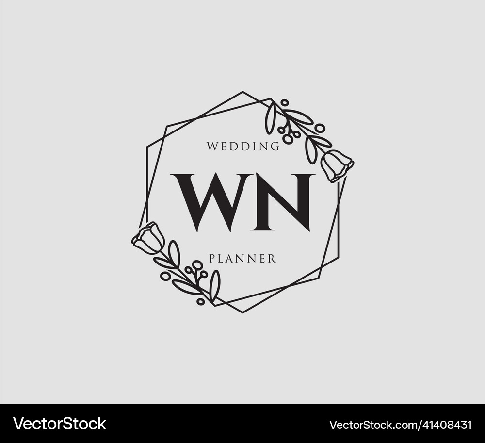 Initial wn feminine logo usable for nature salon Vector Image