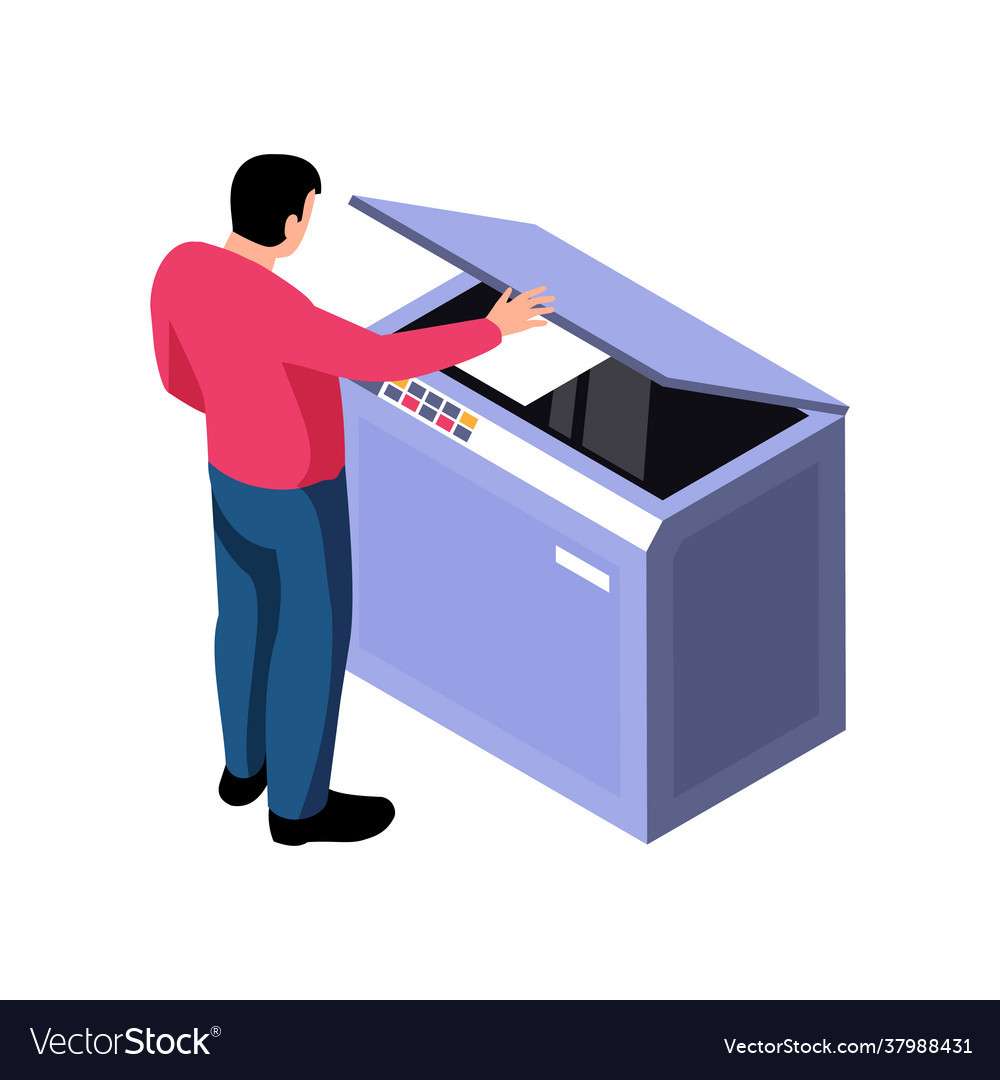 Polygraphy isometric icon Royalty Free Vector Image