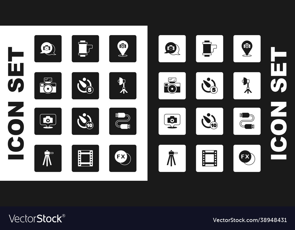 Set photo camera camera timer with flash Vector Image