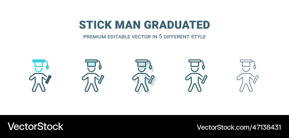 Stick man graduated icon in 5 different style Vector Image