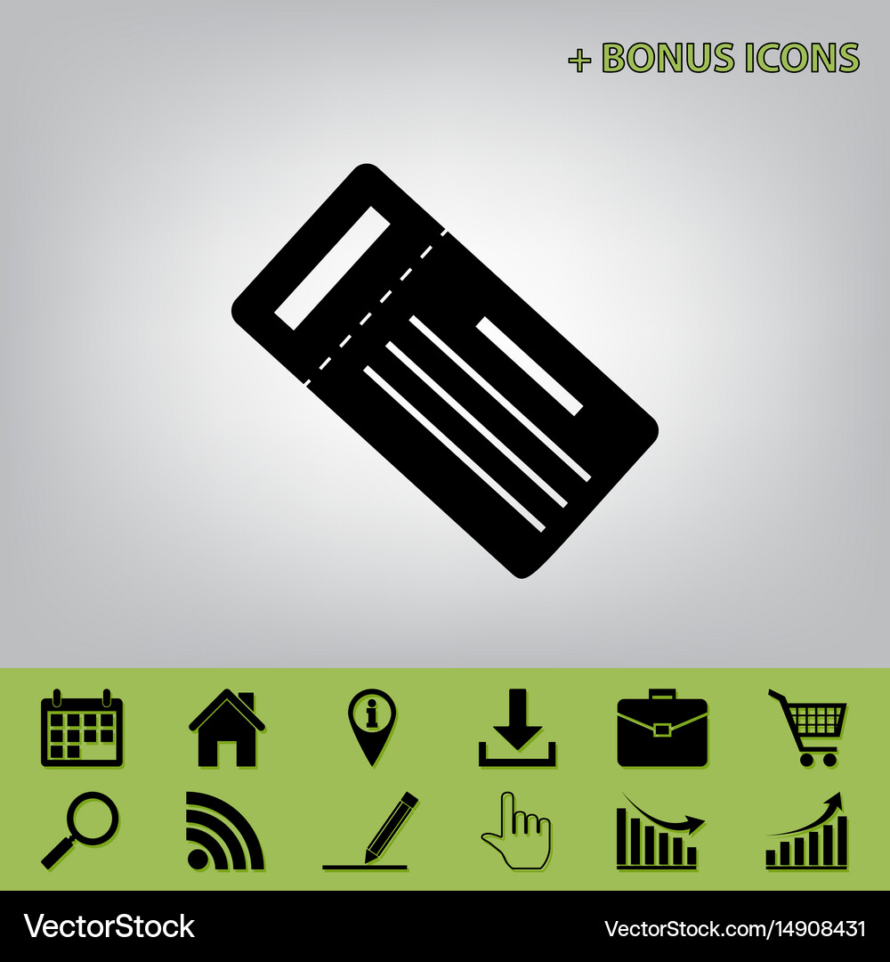 Ticket simple sign black icon at gray Royalty Free Vector
