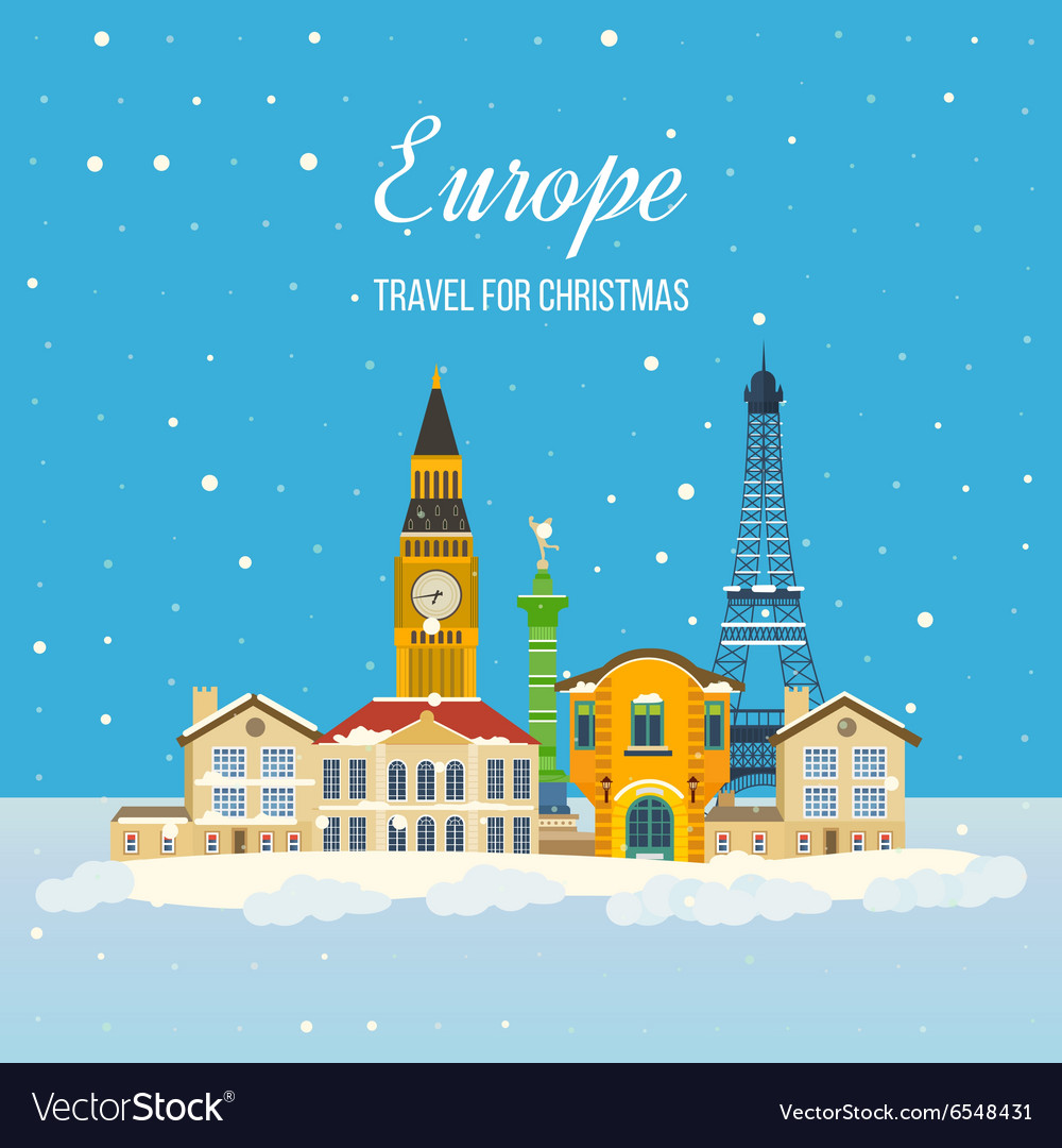 Travel to europe for christmas merry christmas Vector Image
