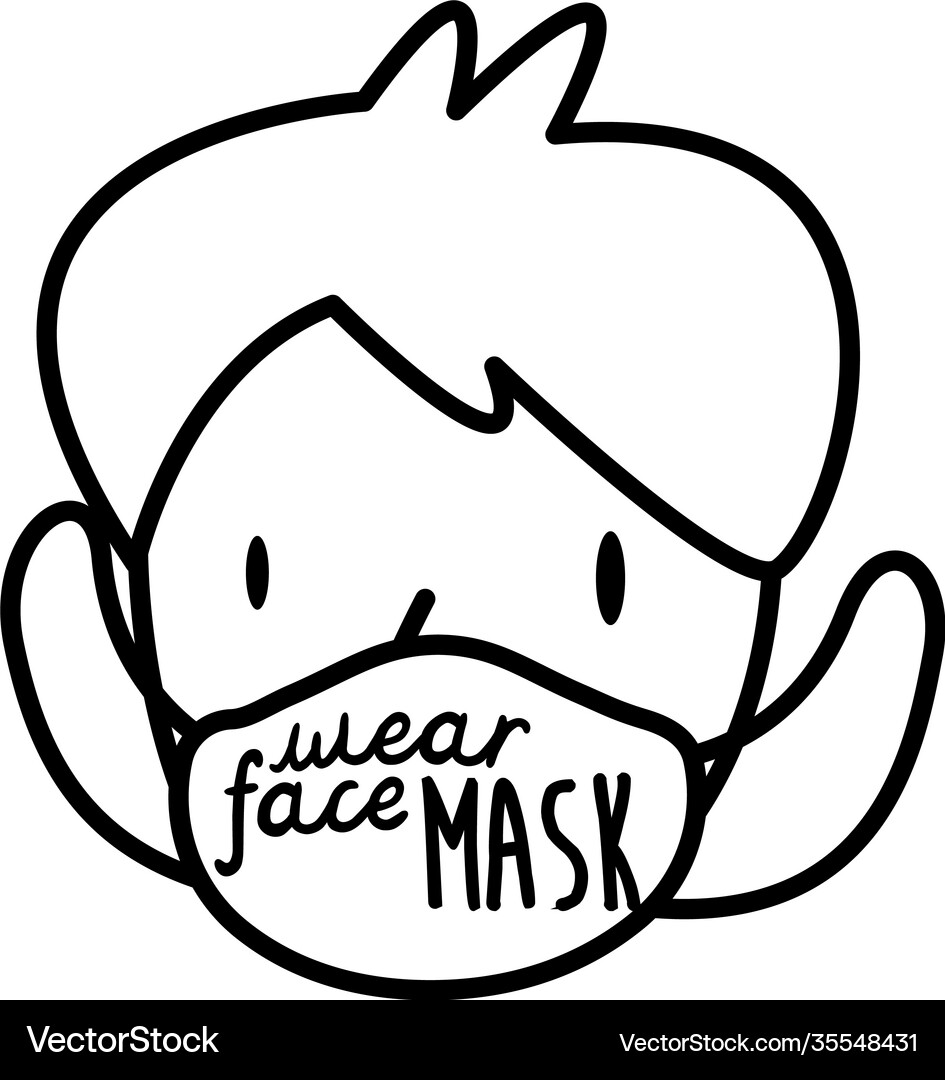 Wear your mask lettering campaign with man using Vector Image