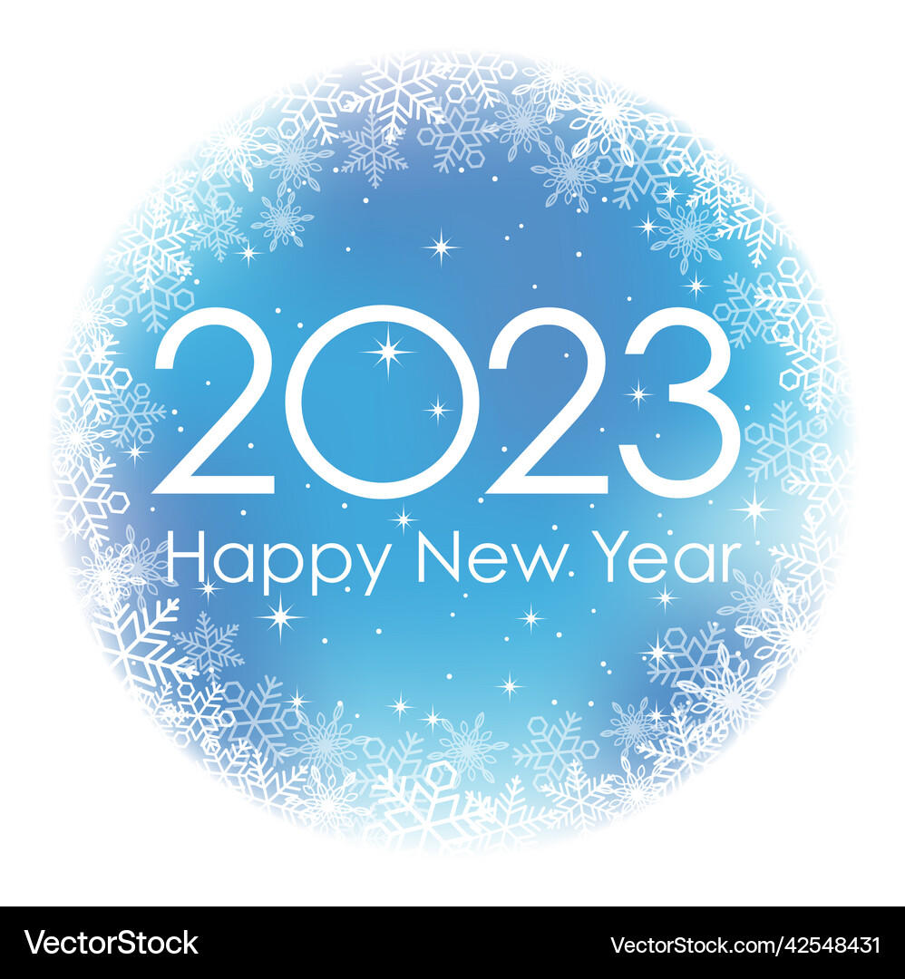 Year 2023 blue round greeting symbol Royalty Free Vector