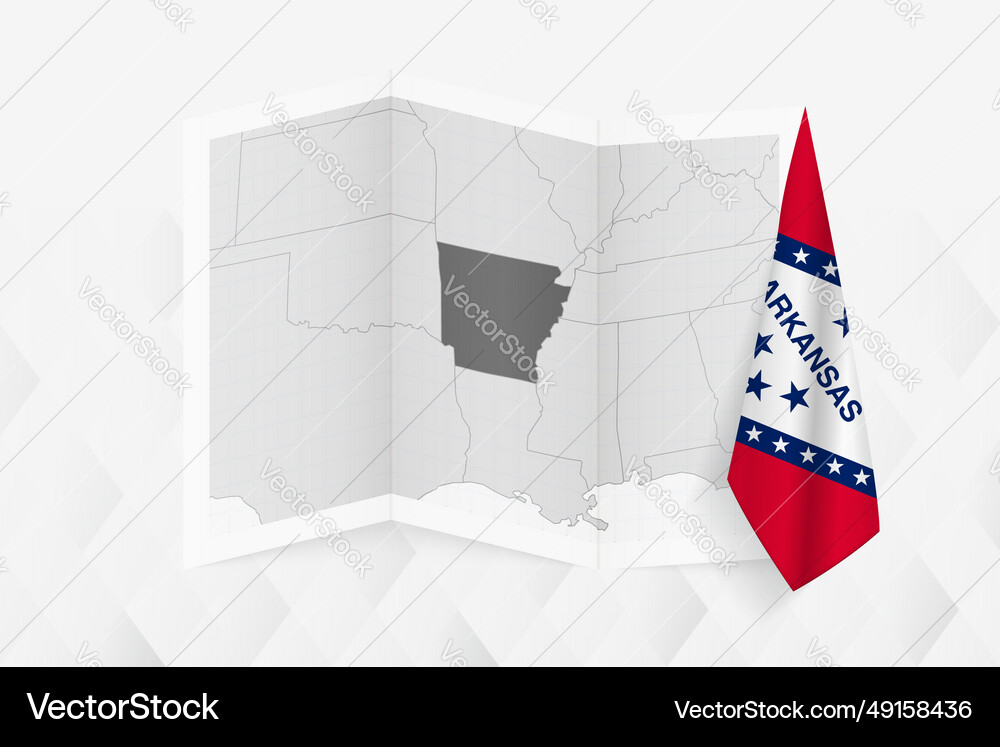 A grayscale map of arkansas with hanging Vector Image