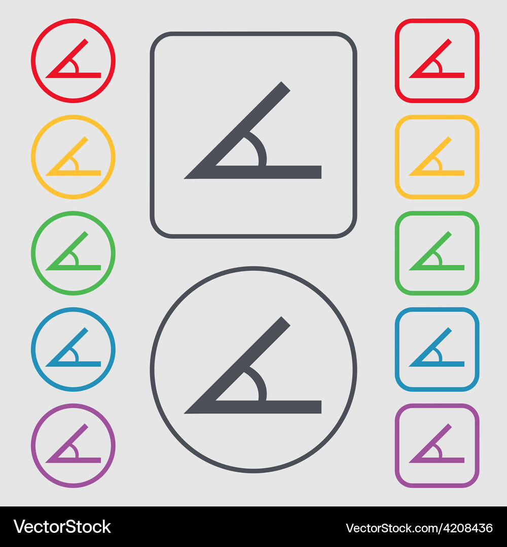 Angle 45 degrees icon sign symbol on the round Vector Image