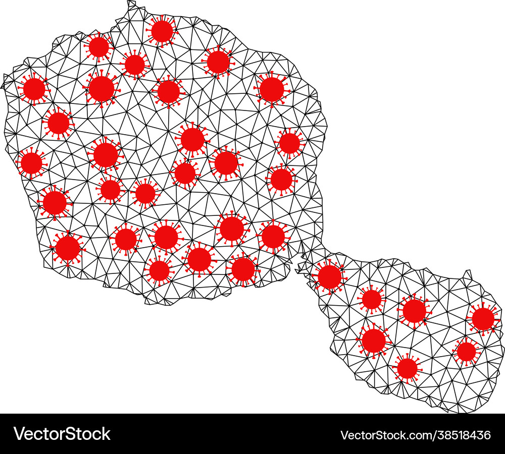 Carcass polygonal map tahiti island with red Vector Image
