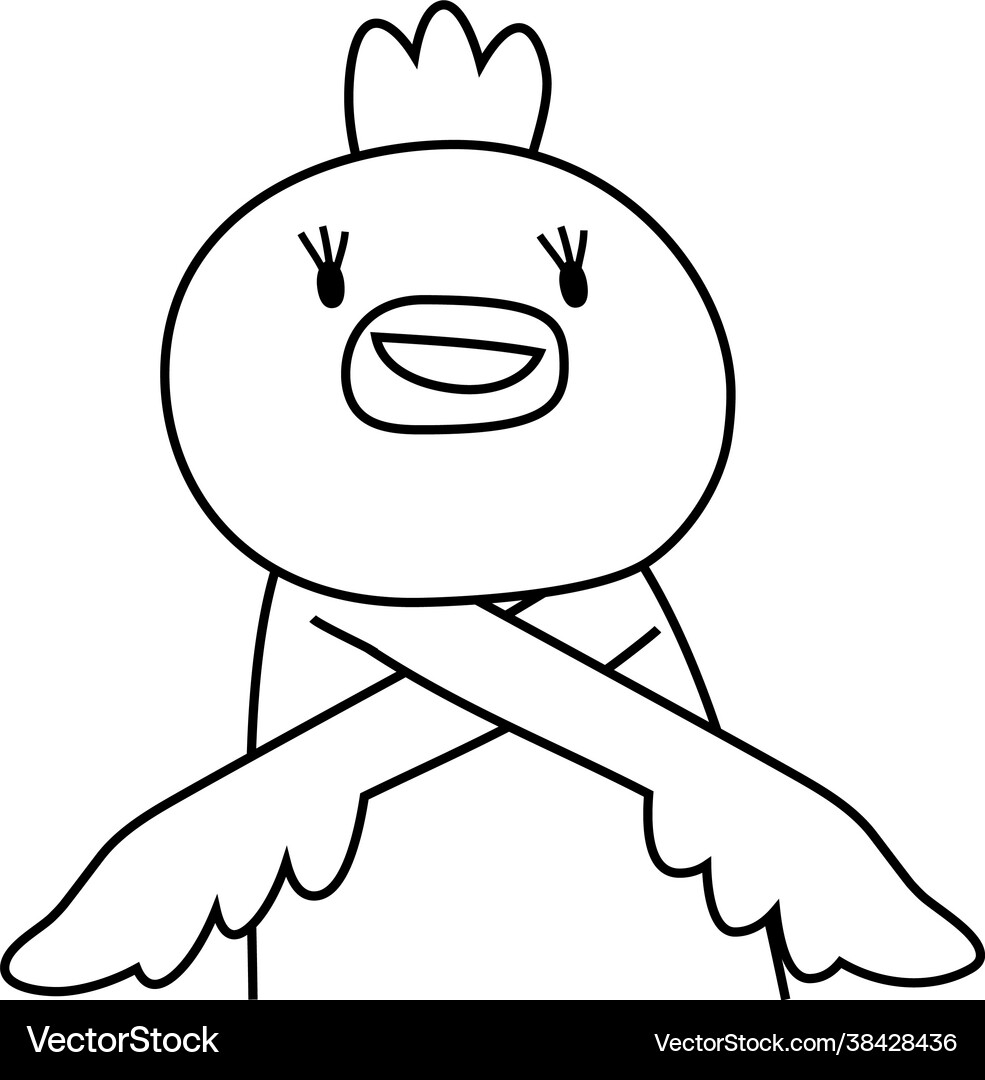 Chicken outline that guides you pointing your Vector Image