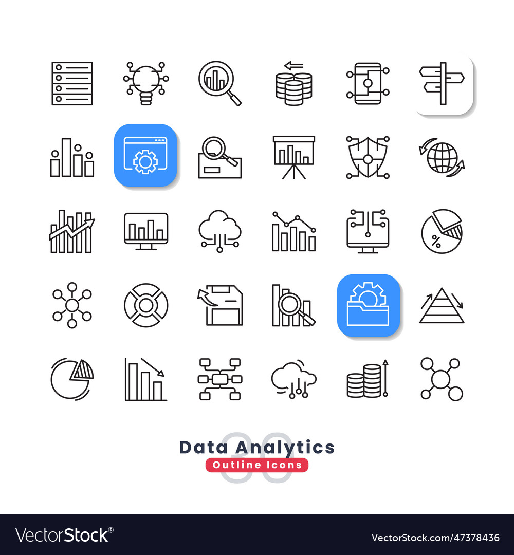Data analytics outline icons Royalty Free Vector Image Data analytics outline icons Royalty Free Vector Image