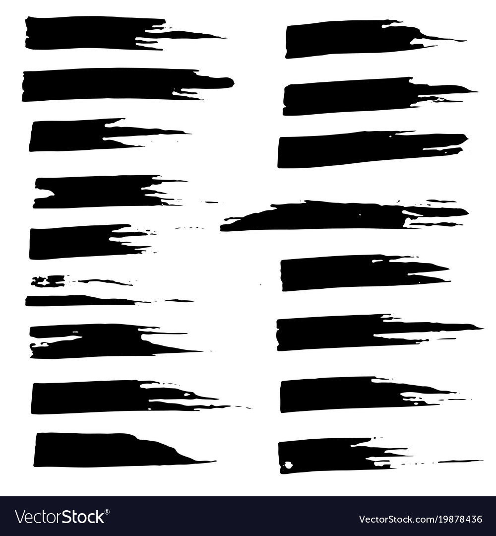 Grunge ink brush strokes set freehand black Vector Image