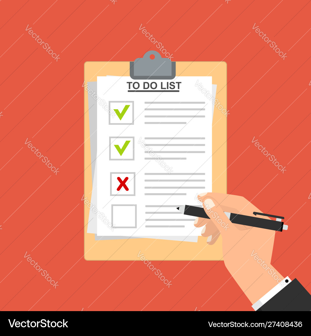 Hands holding clipboard with to-do list template Vector Image