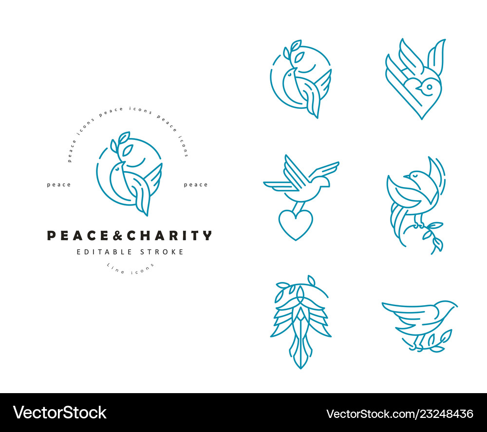 Icon and logo peace charity editable Royalty Free Vector