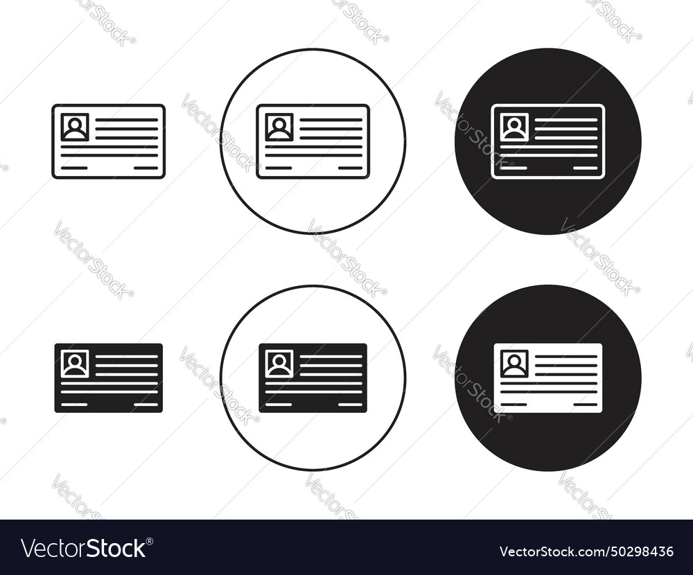 Id card icon set identification membership badge Vector Image