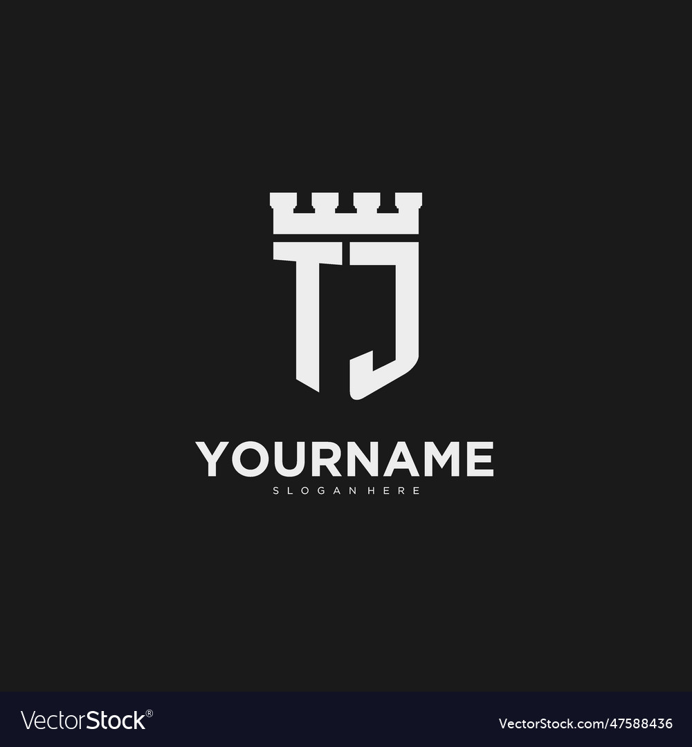 Initials tj logo monogram with shield Royalty Free Vector