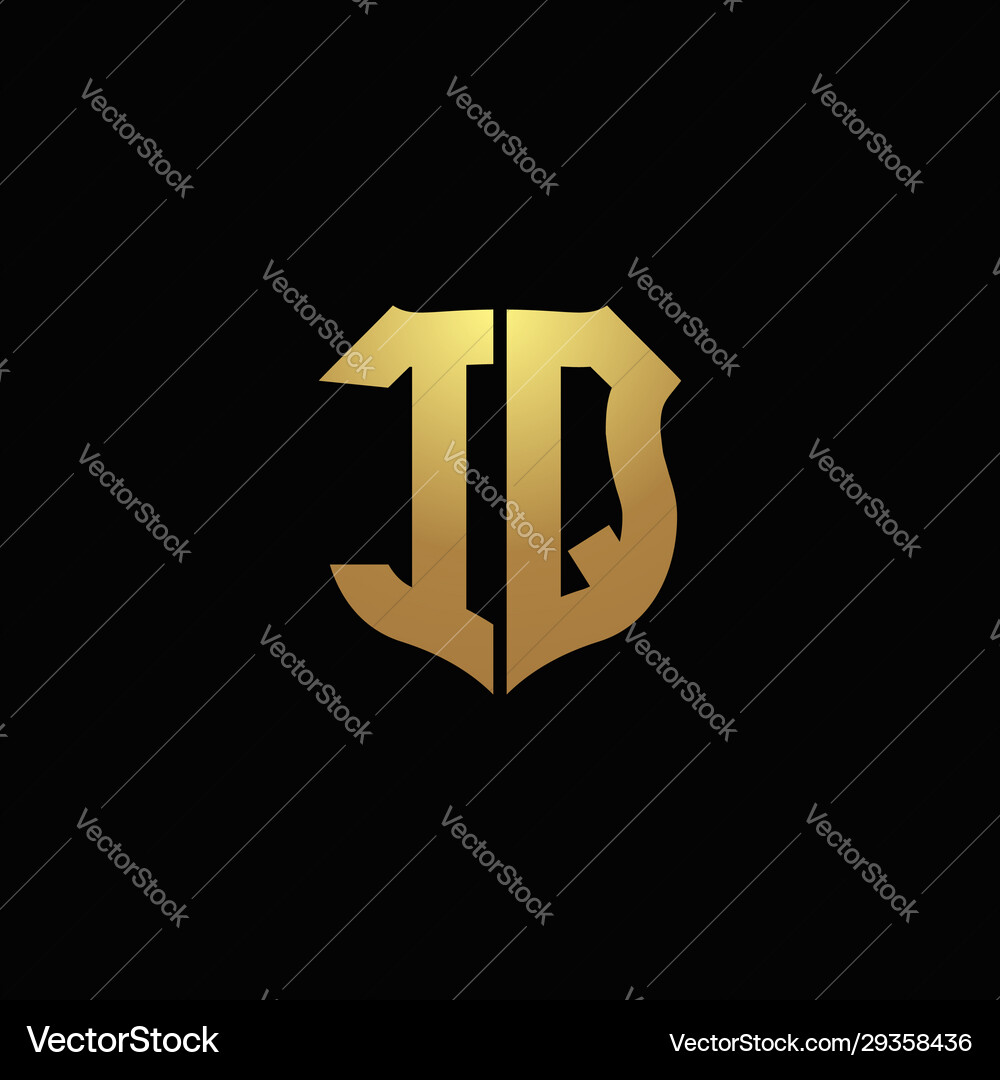 Iq logo monogram with gold colors and shield Vector Image