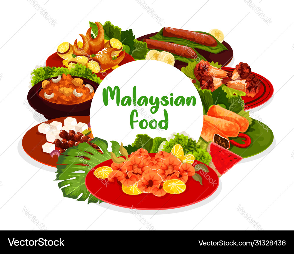 Malaysian cuisine round banner Royalty Free Vector Image