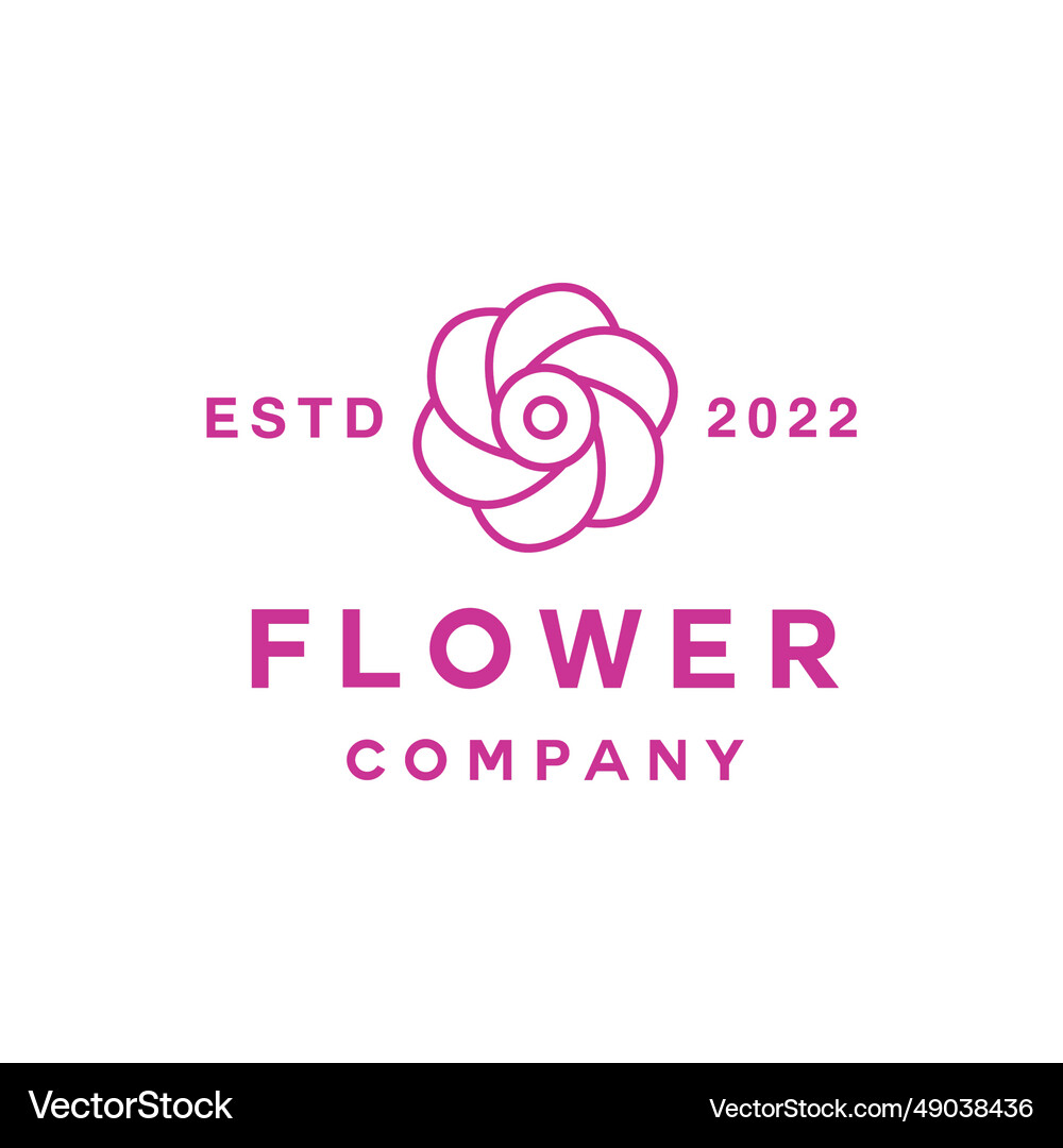 Monoline rose flower logo design graphic emblem Vector Image