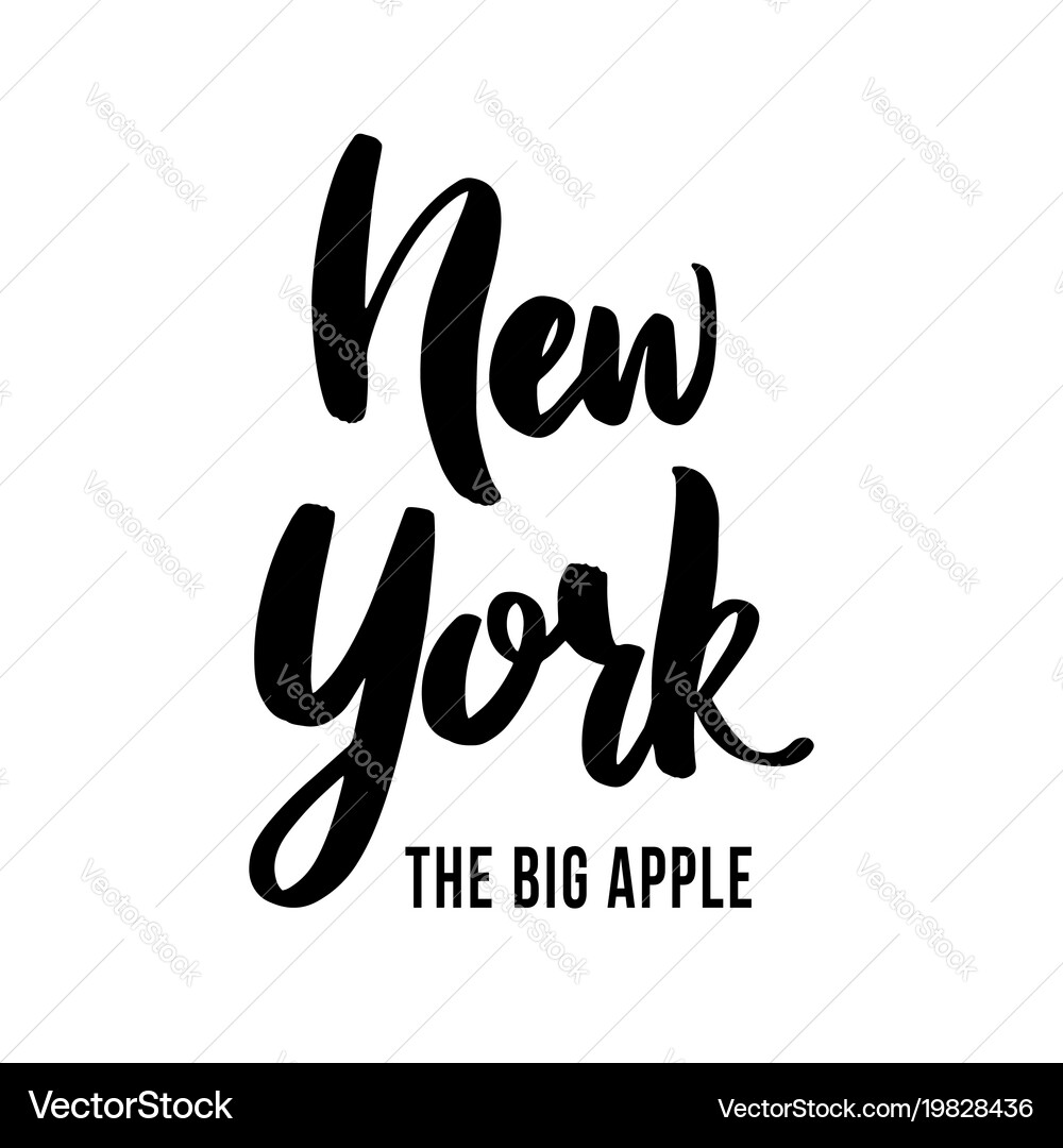 New york big apple - hand drawn lettering Vector Image