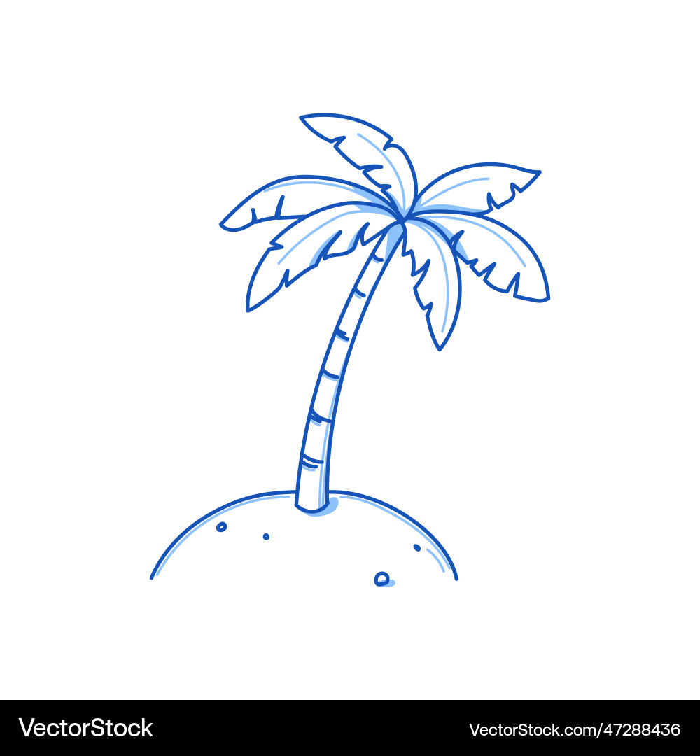 Palm tree doodle hand drawn sketch style Vector Image