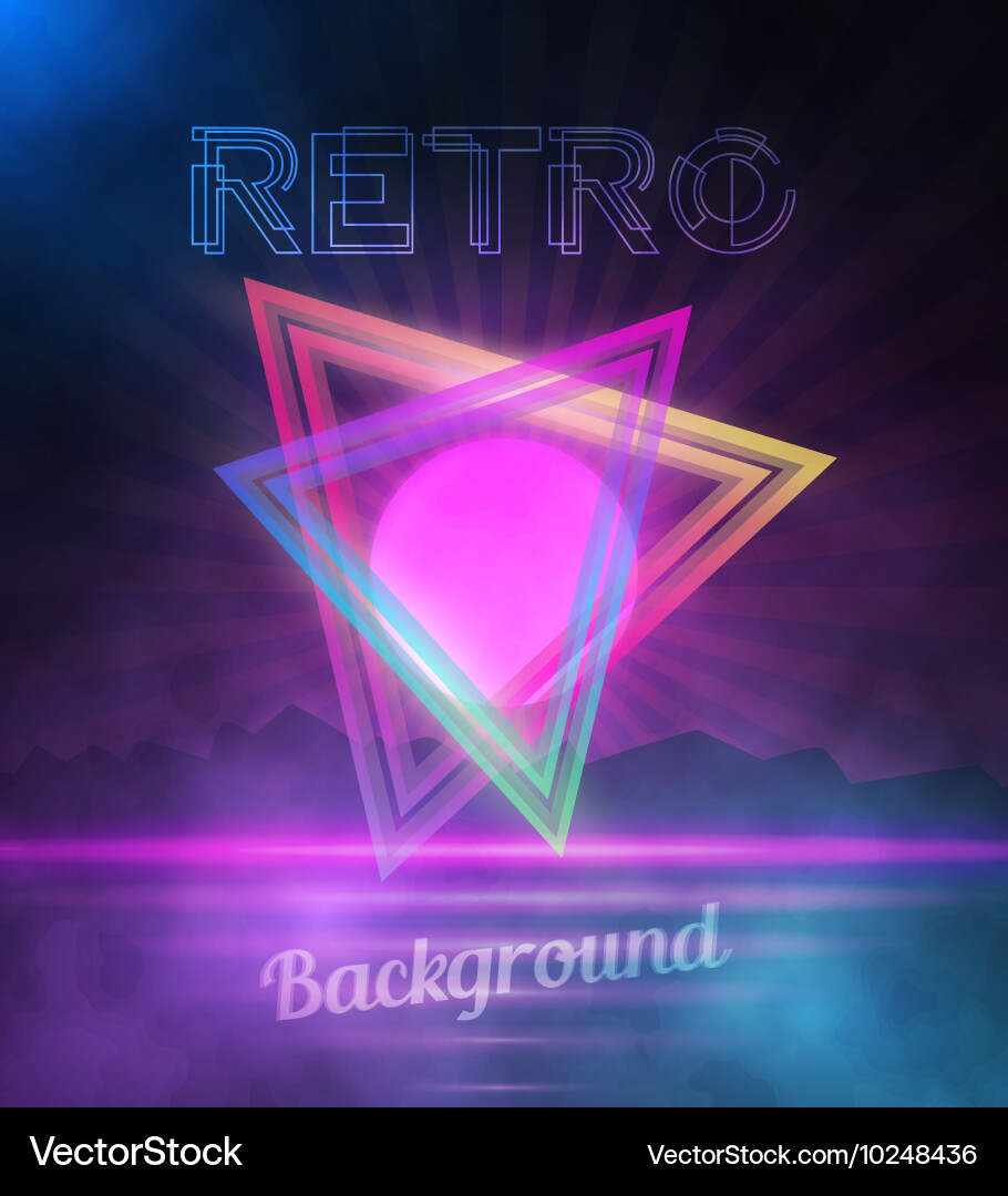 Retro neon background 1980 neon poster Royalty Free Vector