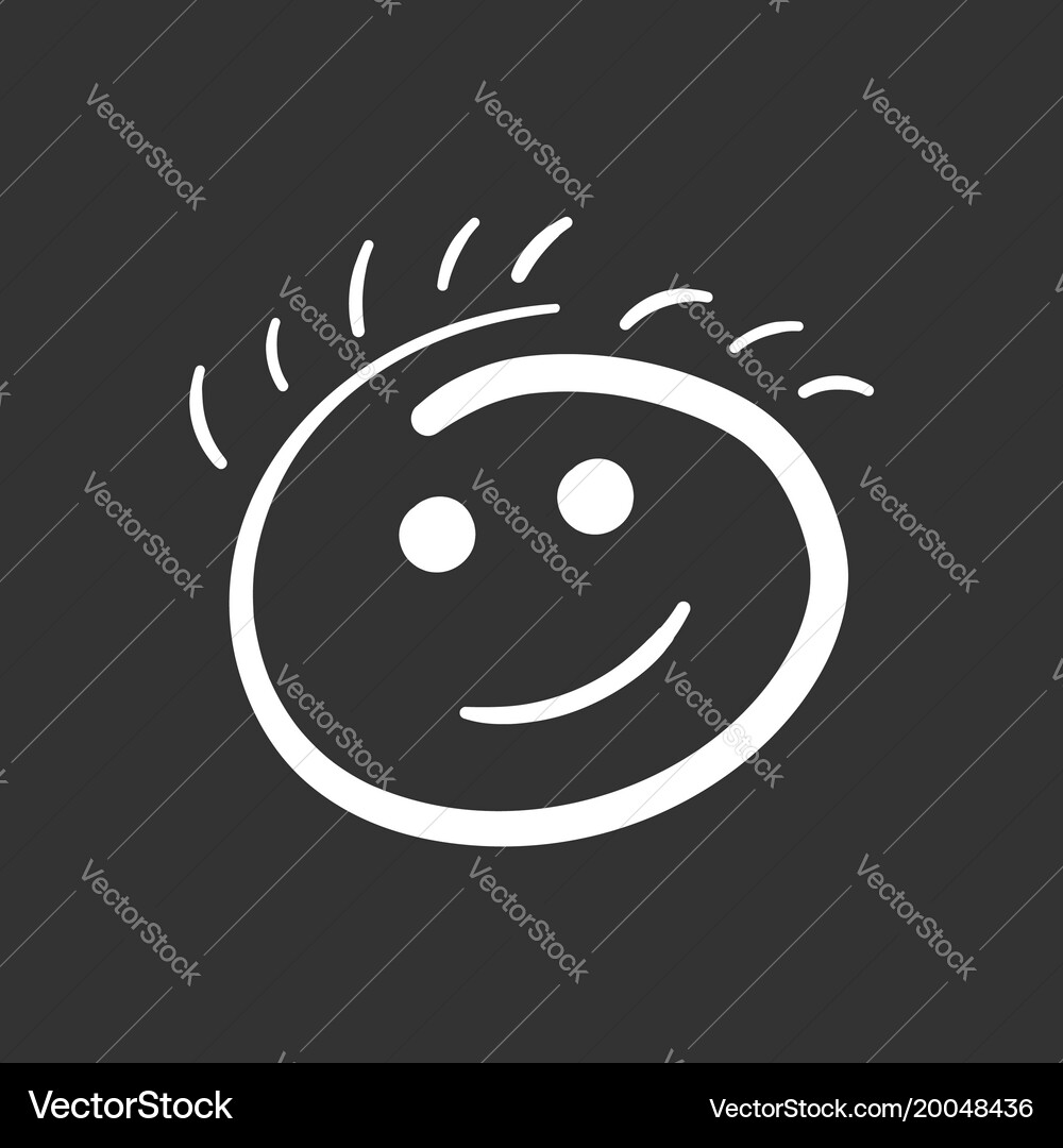 Simple smile icon hand drawn face doodle on black Vector Image