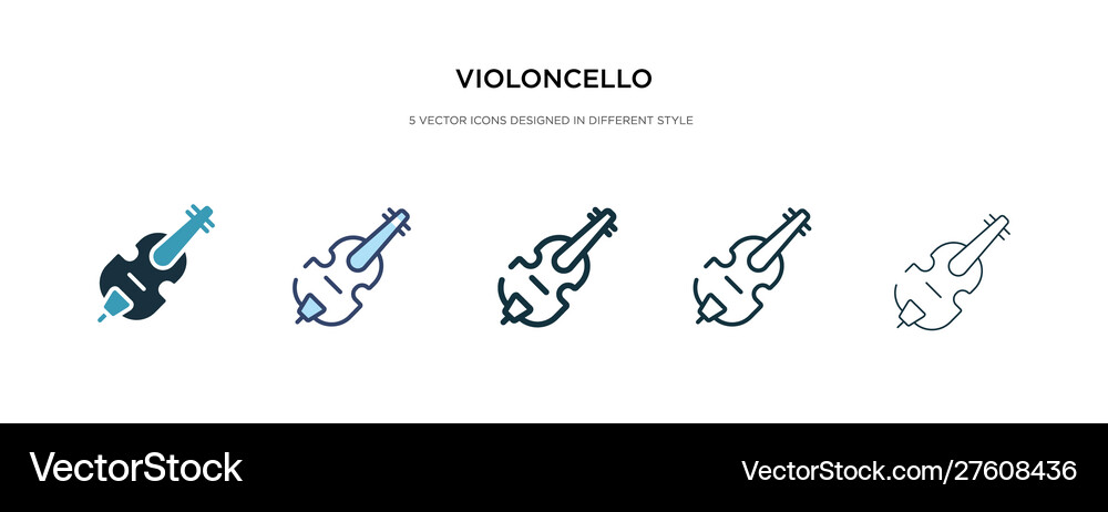Violoncello icon in different style two colored Vector Image