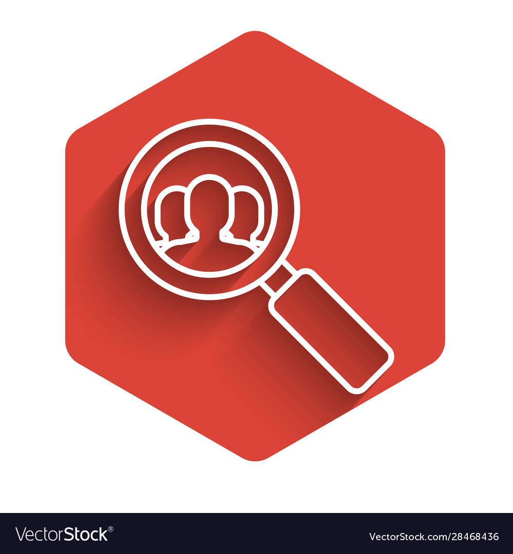 White Line Magnifying Glass For Search A People Vector Image