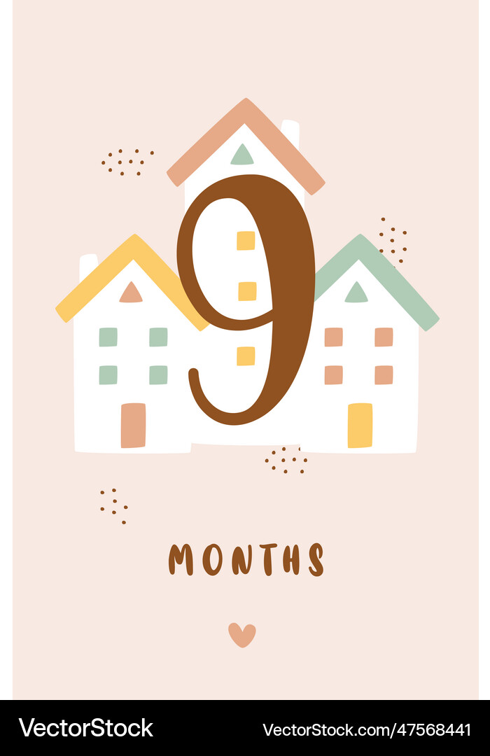 9 months baby card milestone Royalty Free Vector Image