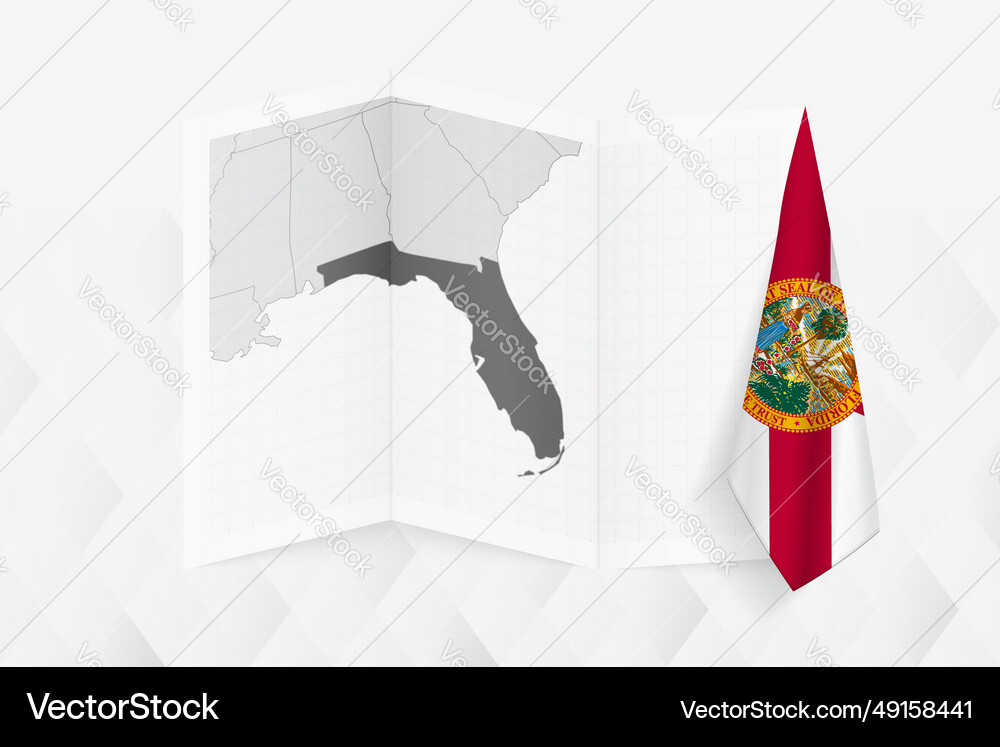 A grayscale map of florida with hanging Royalty Free Vector