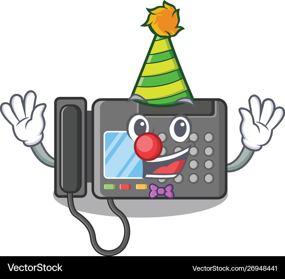 Clown fax machine stuck cartoon wall Royalty Free Vector