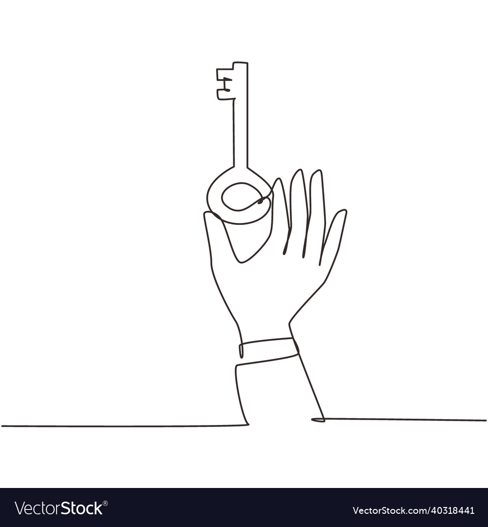 Continuous one line drawing hand holding vintage Vector Image