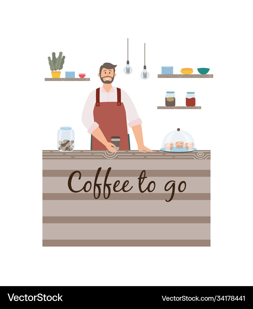 Flat isolated male baristas Royalty Free Vector Image