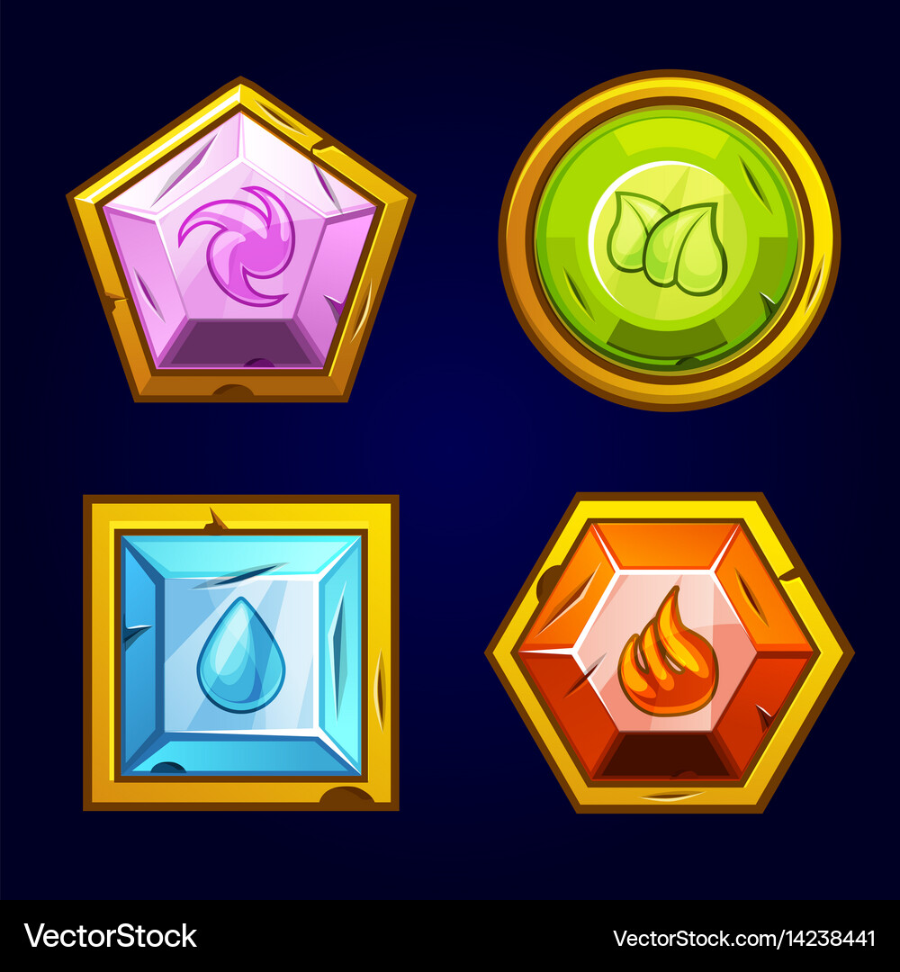 Four elements icon old precious stones Royalty Free Vector