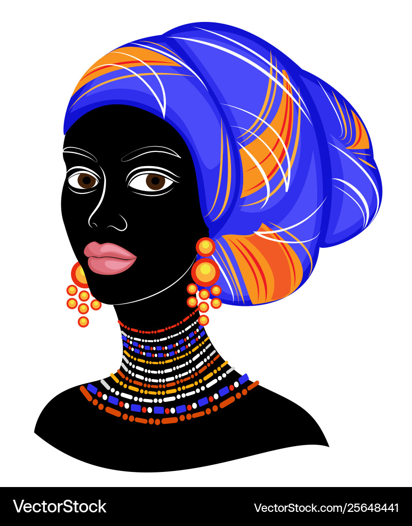 Head a nice lady on an african Royalty Free Vector Image